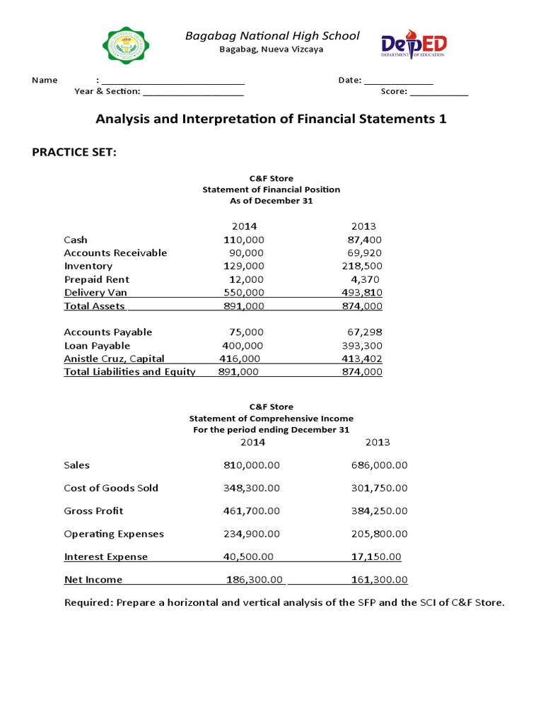 Financial Statement Analysis Practice | PDF | Finance & Money Management
