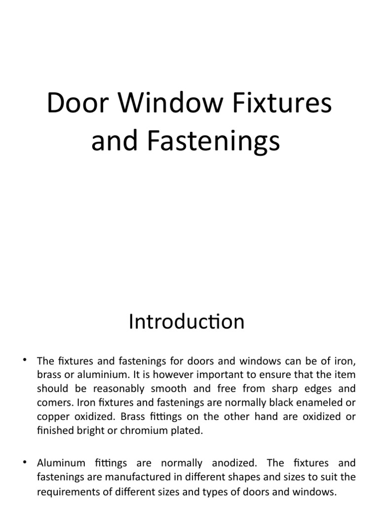 Door Window Fixtures and Fastenings | PDF | Door | Window