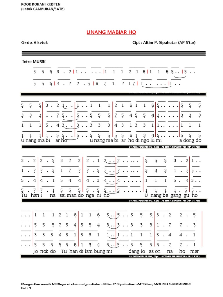 KOOR ROHANI KRISTEN (UNTUK CAMPURAN/SATB)" [DOKUMEN]: Berisi lirik dan ...