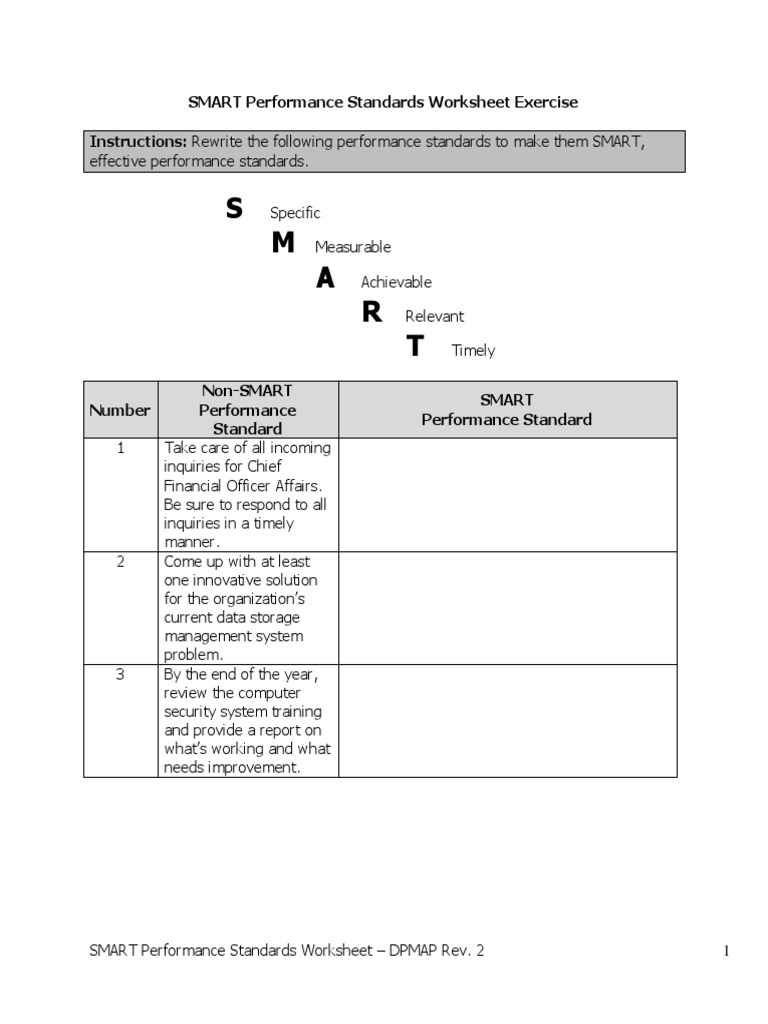 Lesson3 SMART Worksheet Rev2 (P) PDF | PDF | Performance Indicator | Goal
