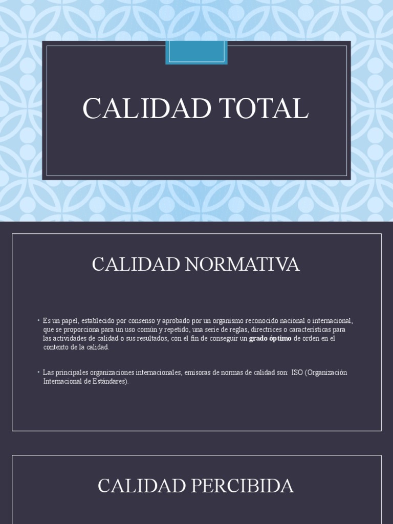 Calidad NORMATIVA, PERCIBIDA Y TOTAL | PDF | Calidad (comercial ...