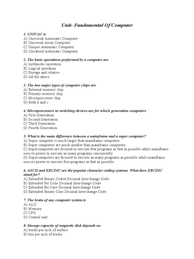 Unit-Fundamental of Computer | PDF | Computer Data Storage | Central Processing Unit