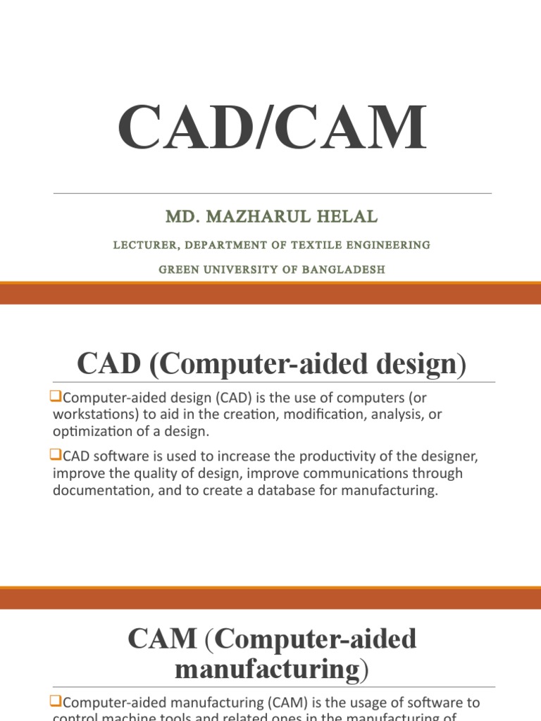 Cad/Cam: Md. Mazharul Helal | PDF | Computer Aided Design | 3 D ...
