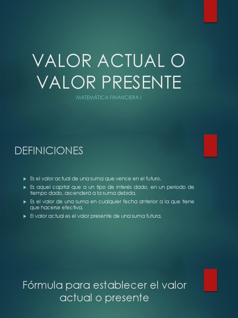 Cálculo del Valor Actual en Finanzas | PDF | Finanzas y dinero