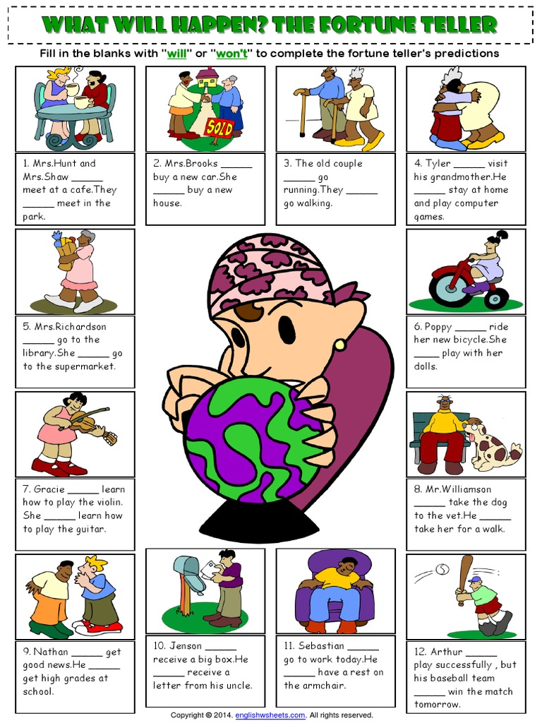 Will Future Simple Making Predictions Fortune Teller Exercises ...