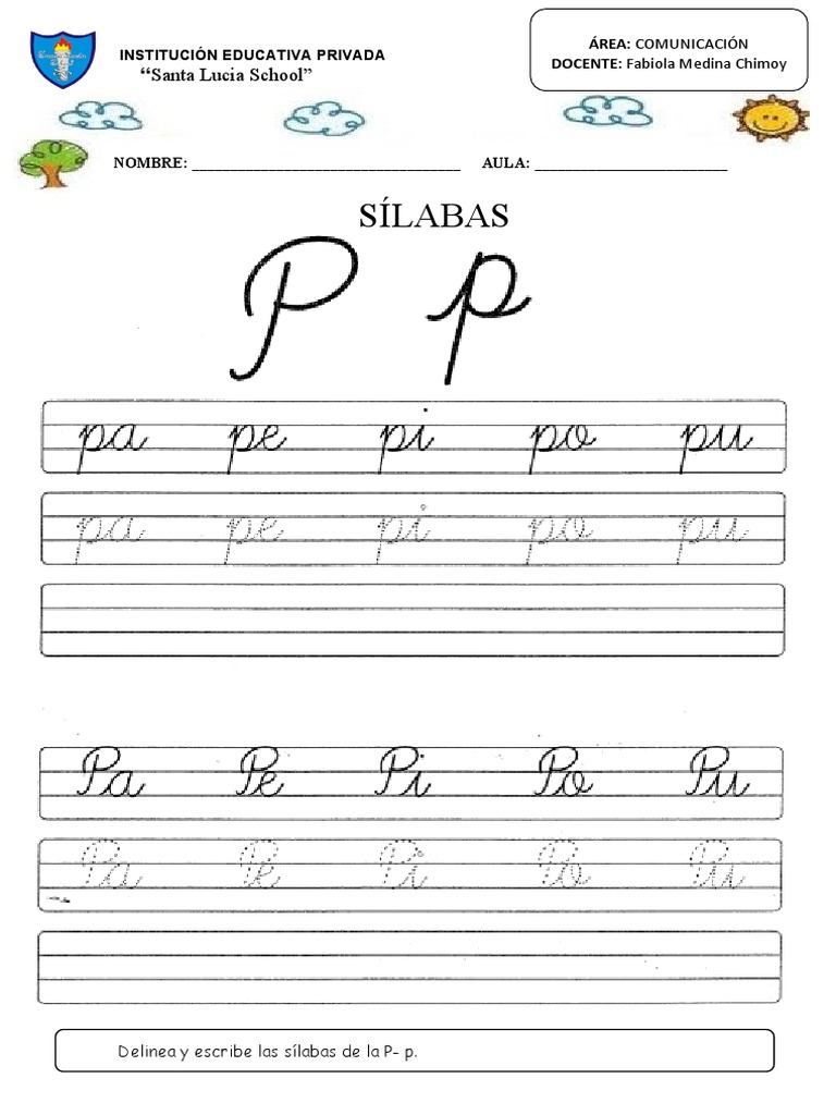 4 Años - Sílabas de La Letra P - P | PDF