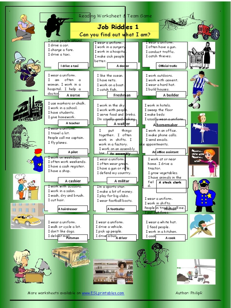 Job Riddles 1: Can You Find Out What I Am? | PDF | Transport | Business