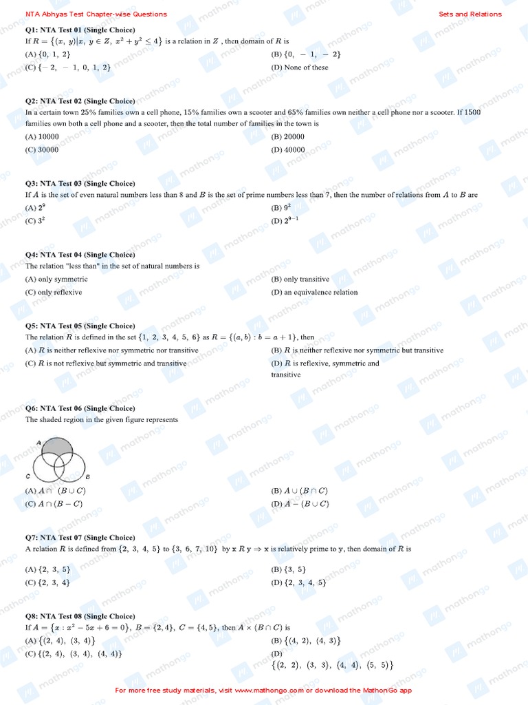 01 Sets and Relations PDF | PDF