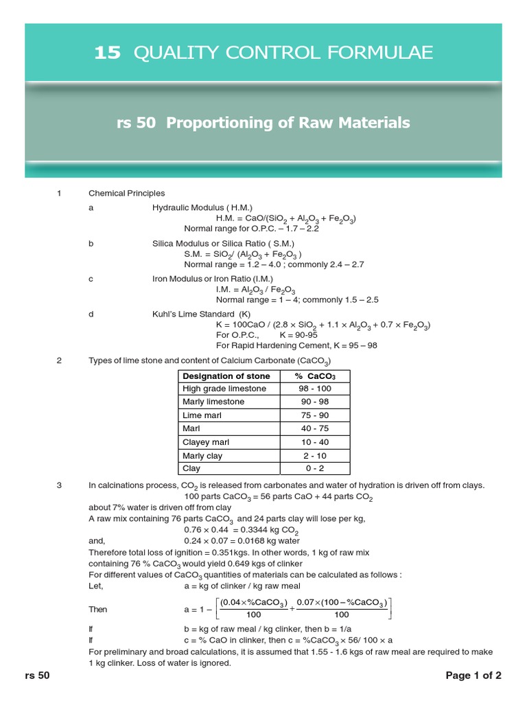 Quality and Formulae 2 | PDF | Lime (Material) | Building Materials