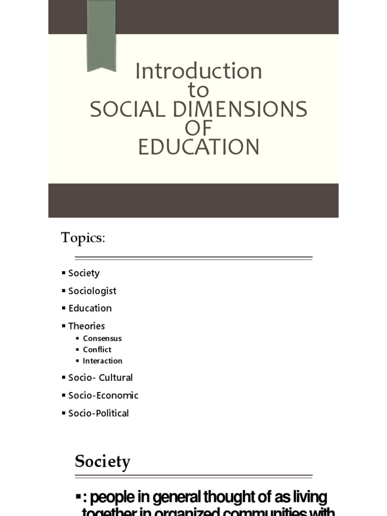 Social Dimensions of Education Explained | PDF | Sociology | Émile Durkheim