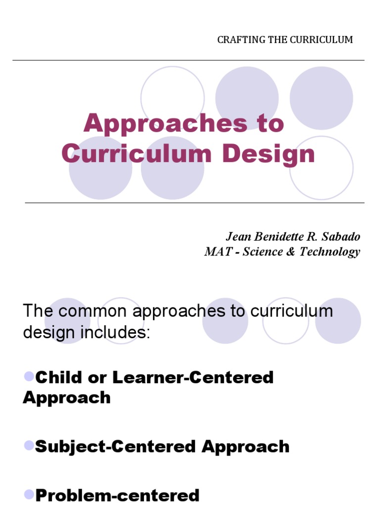 Approaches To Curriculum Design | PDF