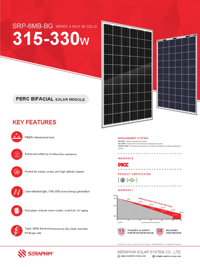 SRP - (315-330) - 6MB-BG Frame 158.75 EN 2019V2.0 | PDF | Solar Panel ...