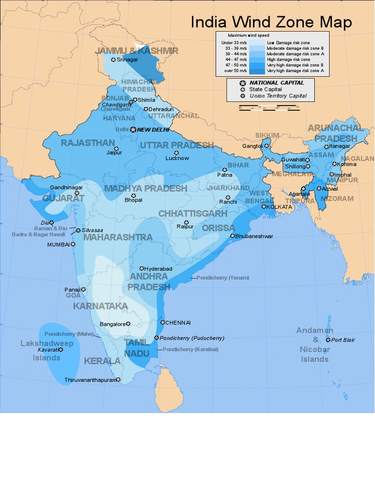 India Wind Zone Map Jammu Kashmir PDF Asia South Asia