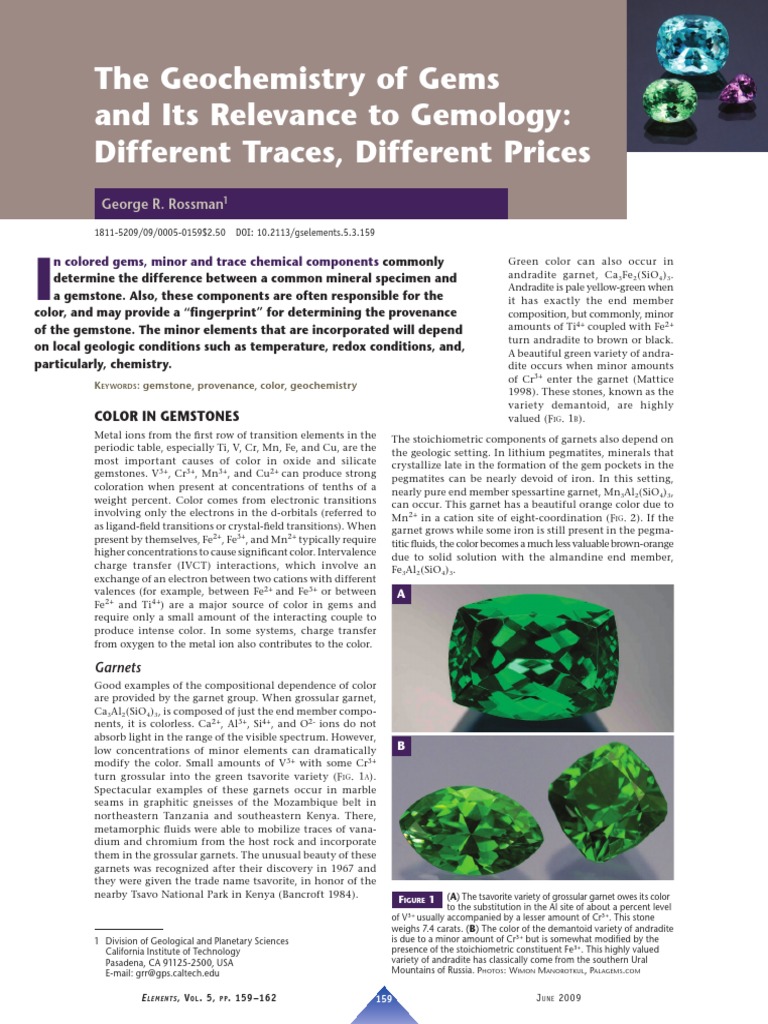 The Geochemistry of Gems and Its Relevance To Gemology: Different ...