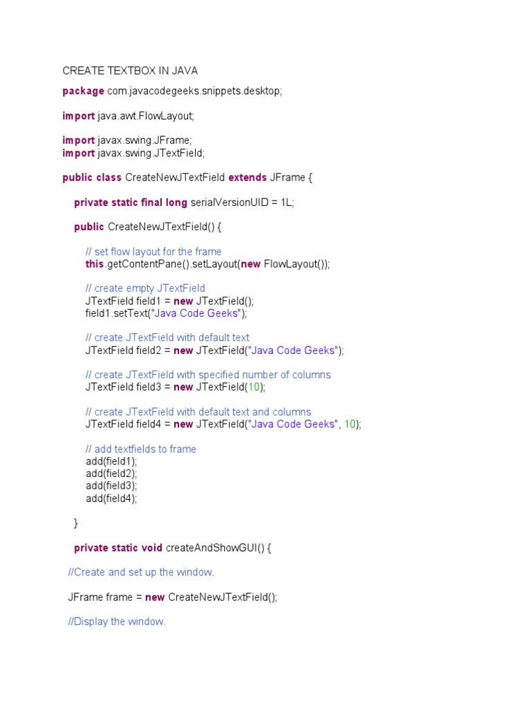 Create Textbox in Java | PDF