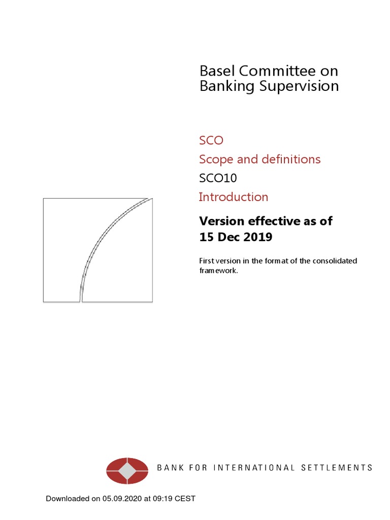 Basel Committee On Banking Supervision: SCO Scope and Definitions | PDF ...