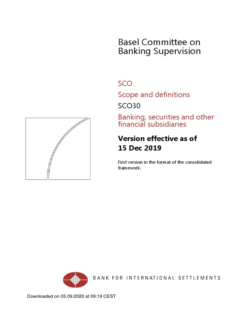 Basel Committee On Banking Supervision: SCO Scope and Definitions | PDF ...