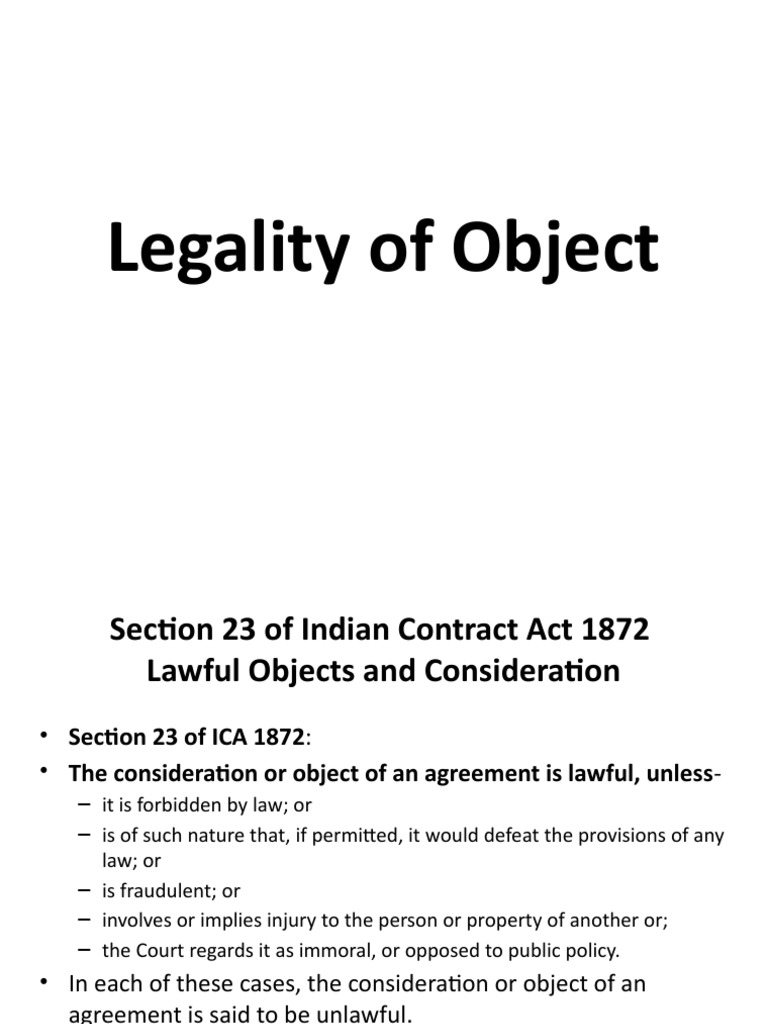 Legality of Object - Unlawful Consideration | PDF | Surety | Legal Concepts
