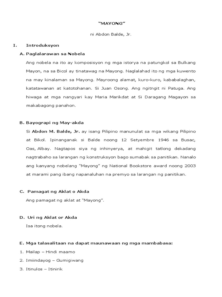 Filipino Nobela | PDF