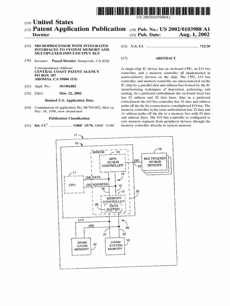 Us20020103988a1 PDF | PDF | Random Access Memory | Central Processing Unit