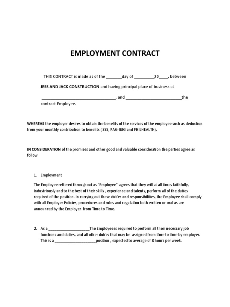 EMPLOYMENT CONTRACT 2 Except Allowances 2 | PDF