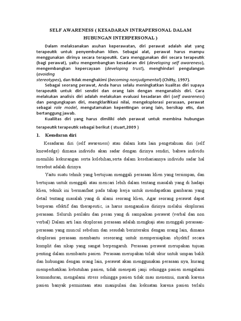 Self Awareness | PDF | Pengembangan Diri