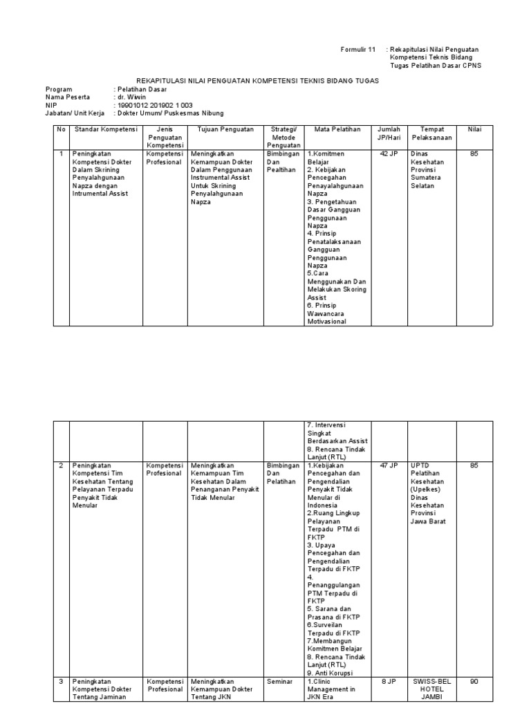 Formulir 11 DR - Wiwin | PDF