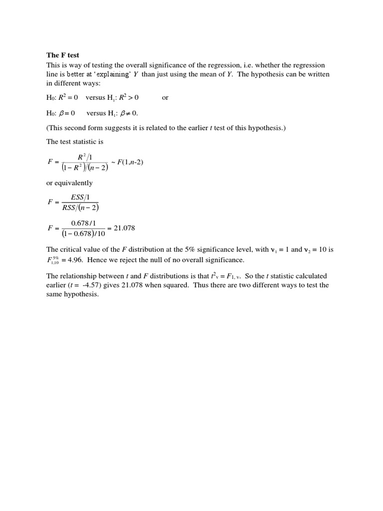 The F Test PDF | PDF