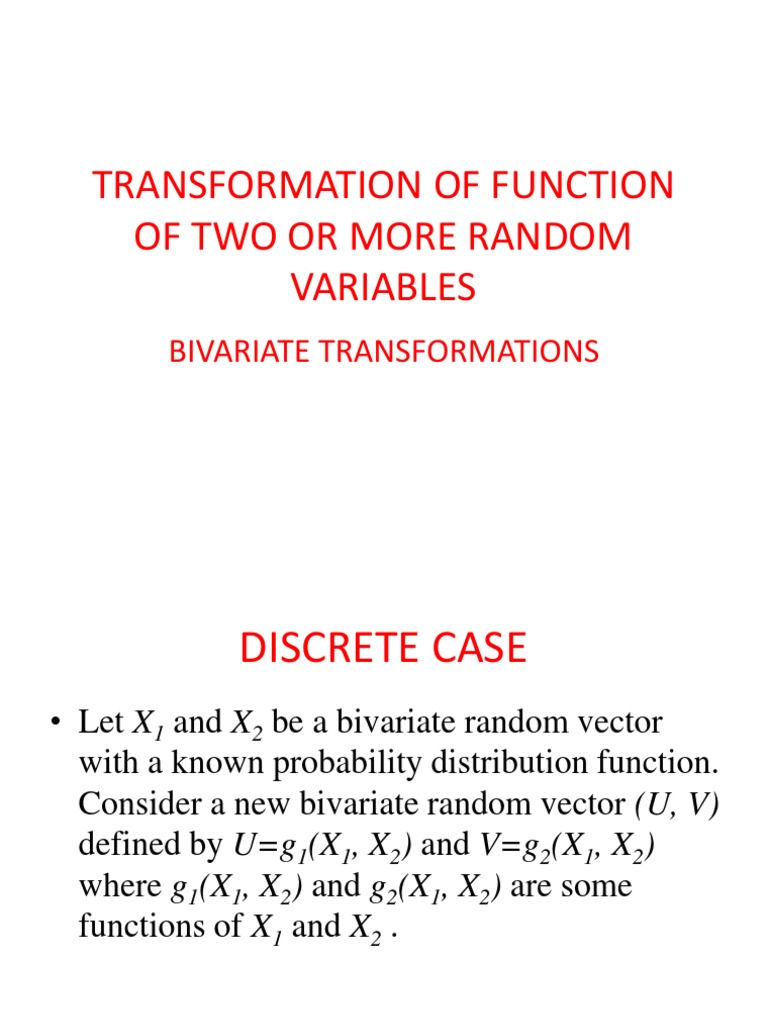 TRANSFORMATION OF FUNCTIONs | PDF | Probability Distribution ...