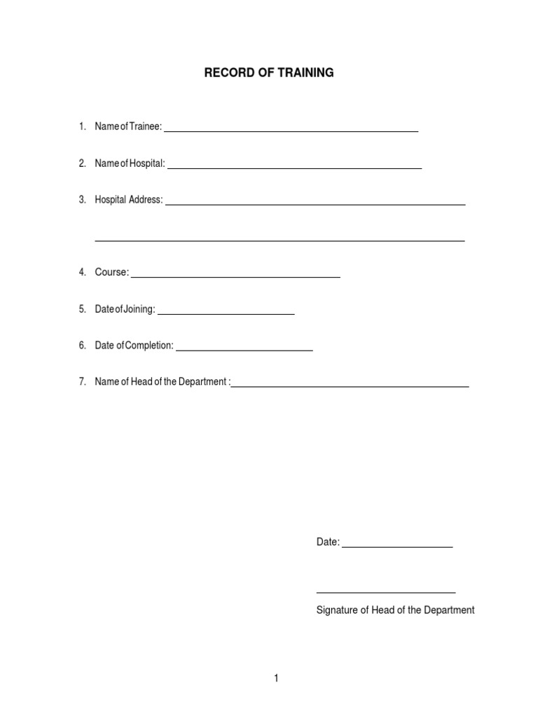Training Record Logbook Template | PDF
