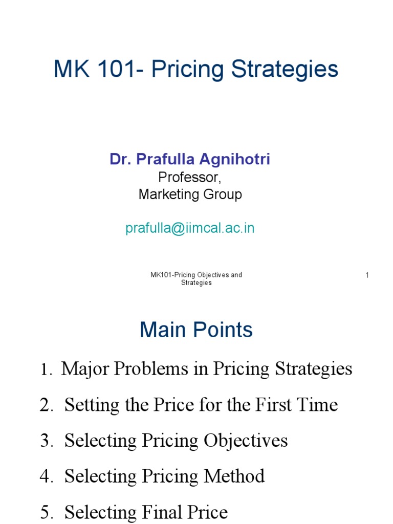 MK101-Session13-Pricing Strategies | PDF | Pricing | Marketing
