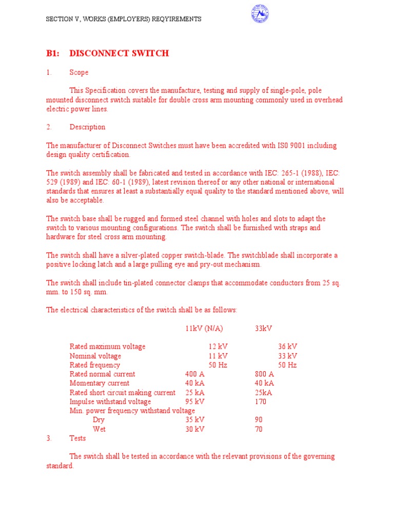 Disconnect Switch and Fuse Cutout Specs | PDF | Fuse (Electrical ...