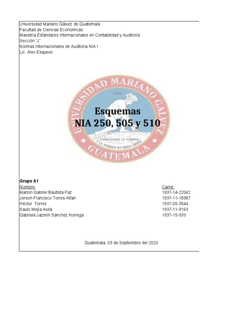 Esquemas Nia 250, 505 y 510 | PDF | Auditoría | Contralor