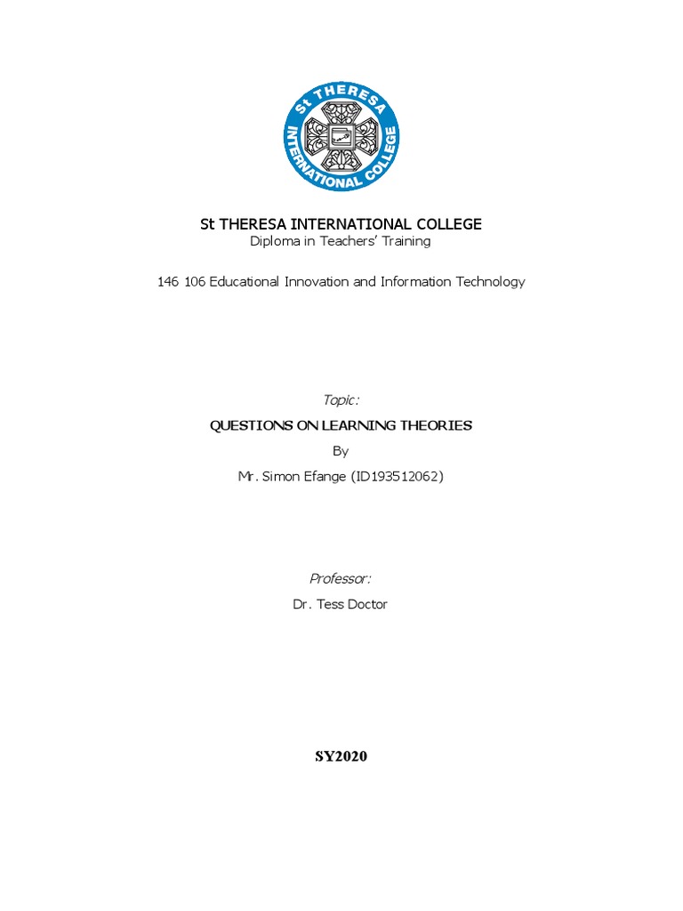 ST Theresa International College: Diploma in Teachers' Training 146 106 ...