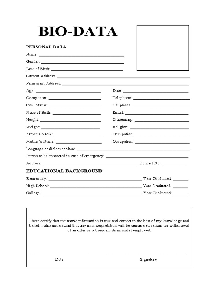Biodata Form (Long)