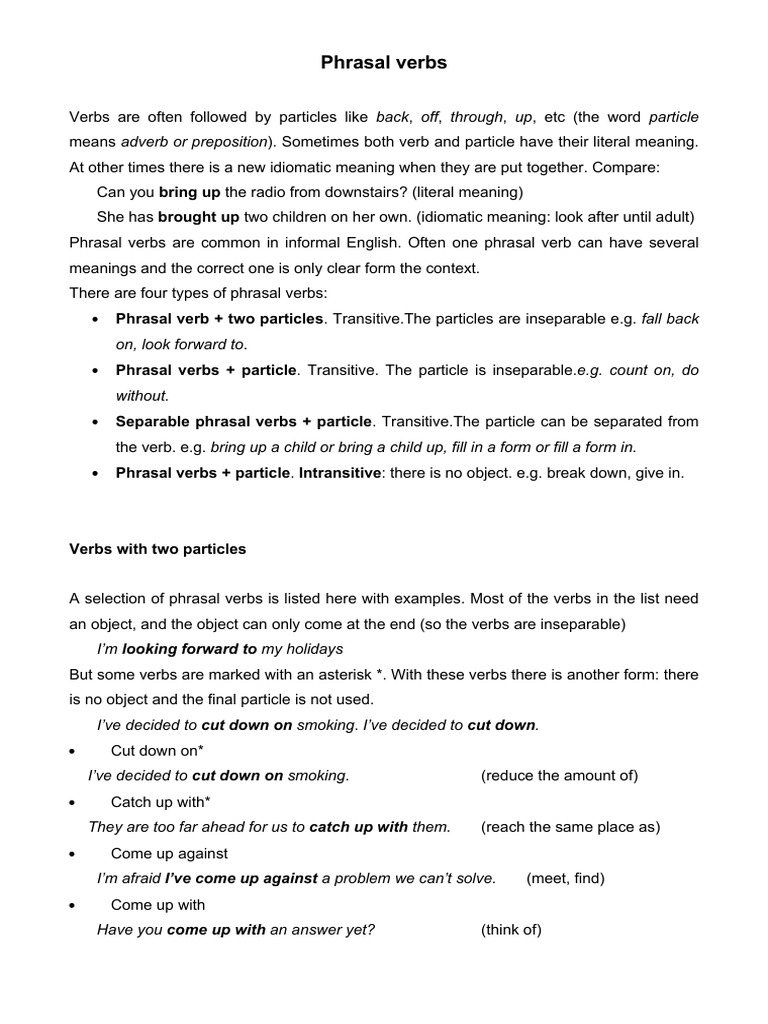 Phrasal Verbs: Verbs With Two Particles | PDF