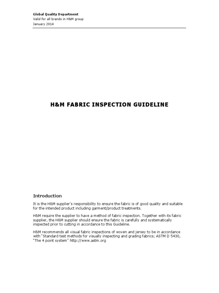 Fabric Inspection Guideline English 2014 PDF | PDF | Textiles | Nature