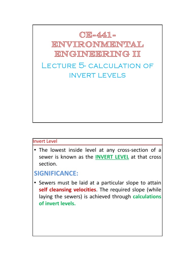 Lecture 5-Calculation of Invert Levels: Significance | PDF | Sanitary Sewer | Nature