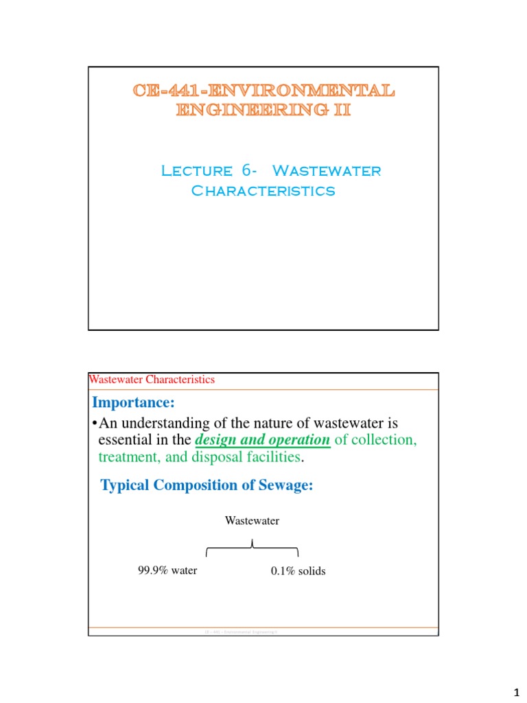 Lec 6-Wastewater Characteristics) - 1 2 | PDF | Sewage Treatment ...
