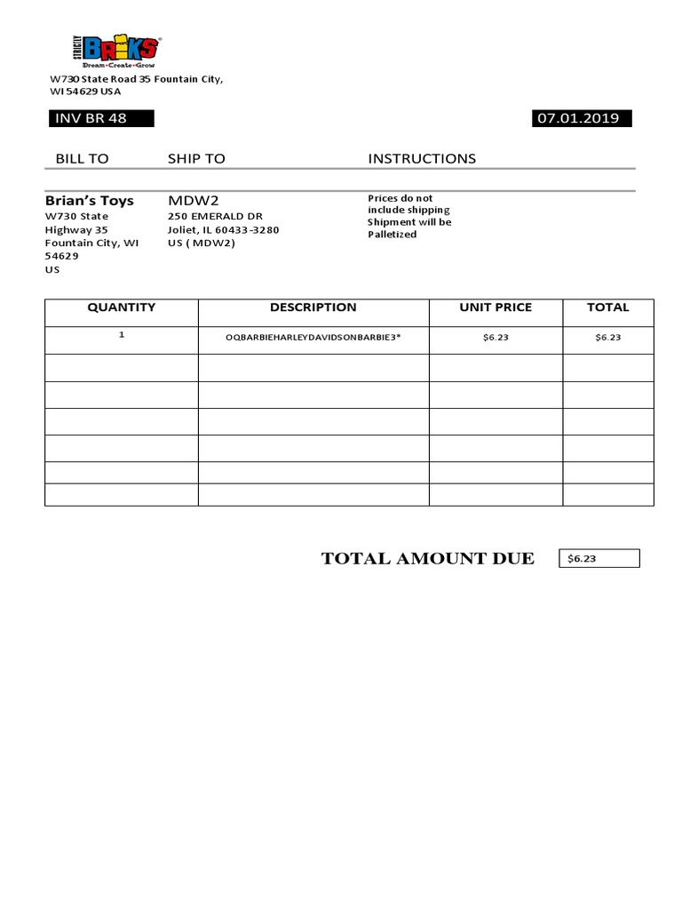Briks Invoice FBA15HJ997R6 | PDF