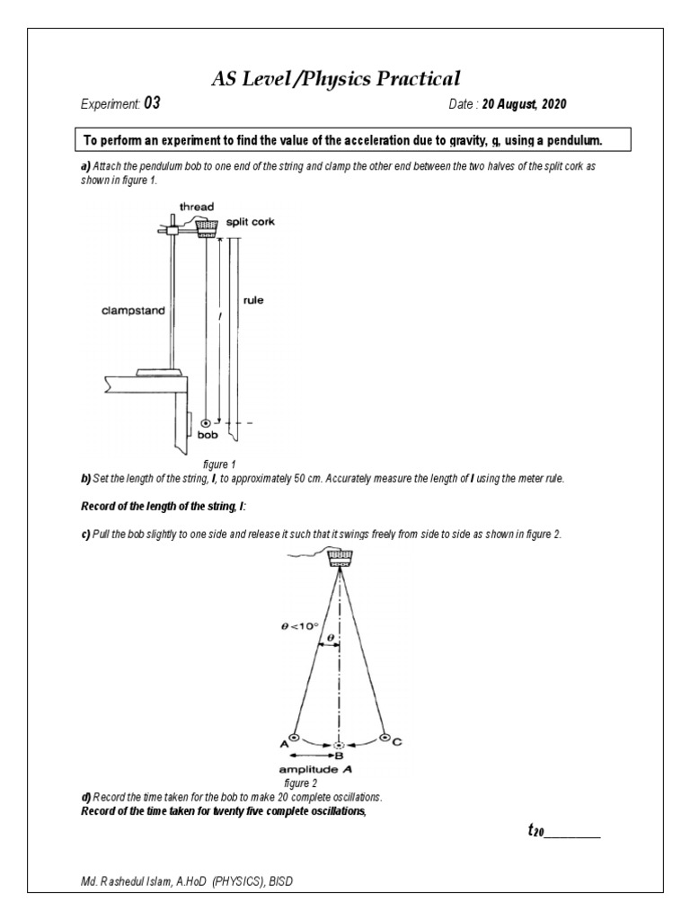 A Level Practical PDF | PDF | Pendulum | Physical Quantities