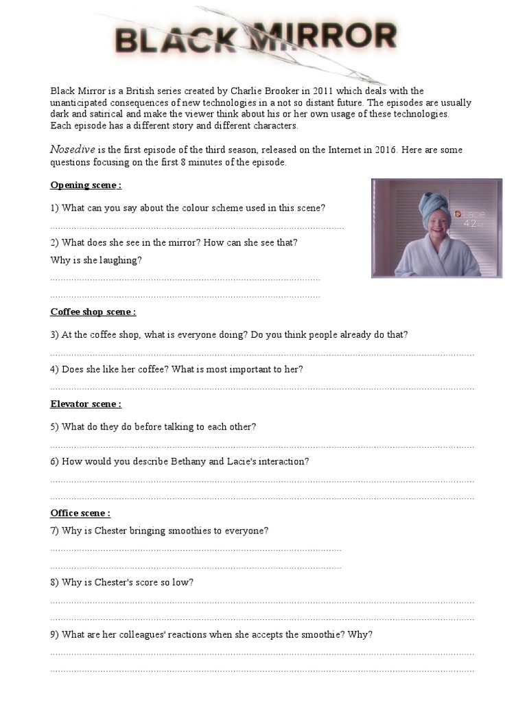 Worksheet Black Mirror Nosedive | PDF | Television Series