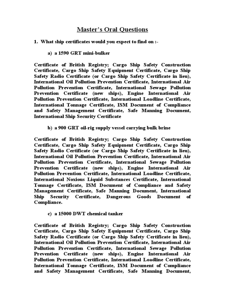 168 Questions-Nadeem Anwer | PDF | Ships | Oil Tanker