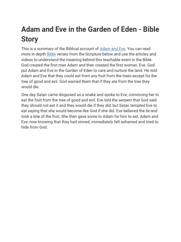 Adam and Eve in The Garden of Eden | PDF | Religion & Spirituality