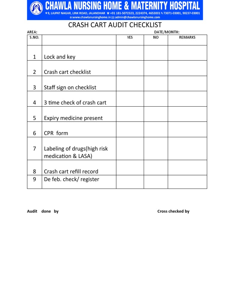 Crash Cart Audit Checklist Template | PDF