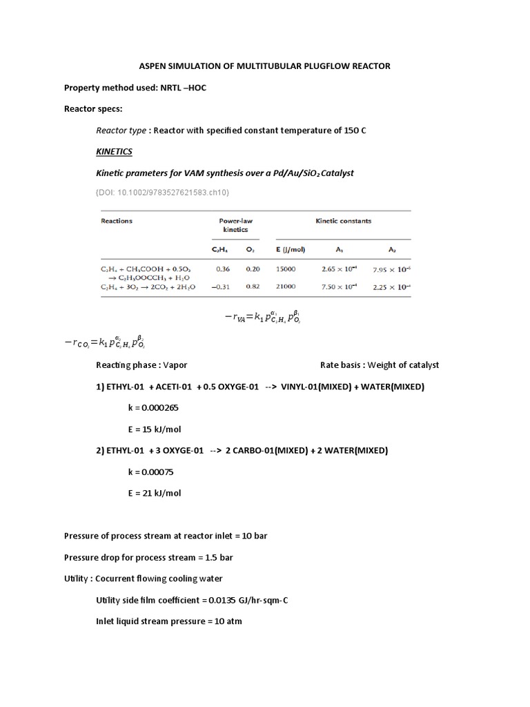 ASPEN SIMULATION OF MULTITUBULAR PLUGFLOW REACTOR | PDF | Chemical ...