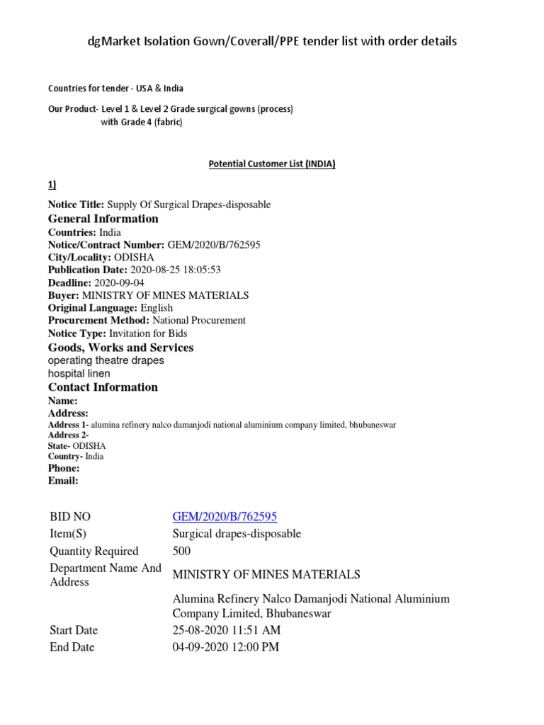 Dgmarket - Tender Details (Updated Till India) | PDF | Procurement ...
