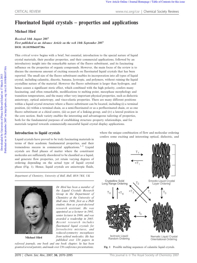 Fluorinated Liquid Crystals - Properties and Applications: Michael Hird ...
