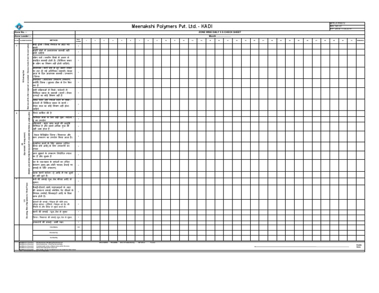 5S Check Sheet | PDF