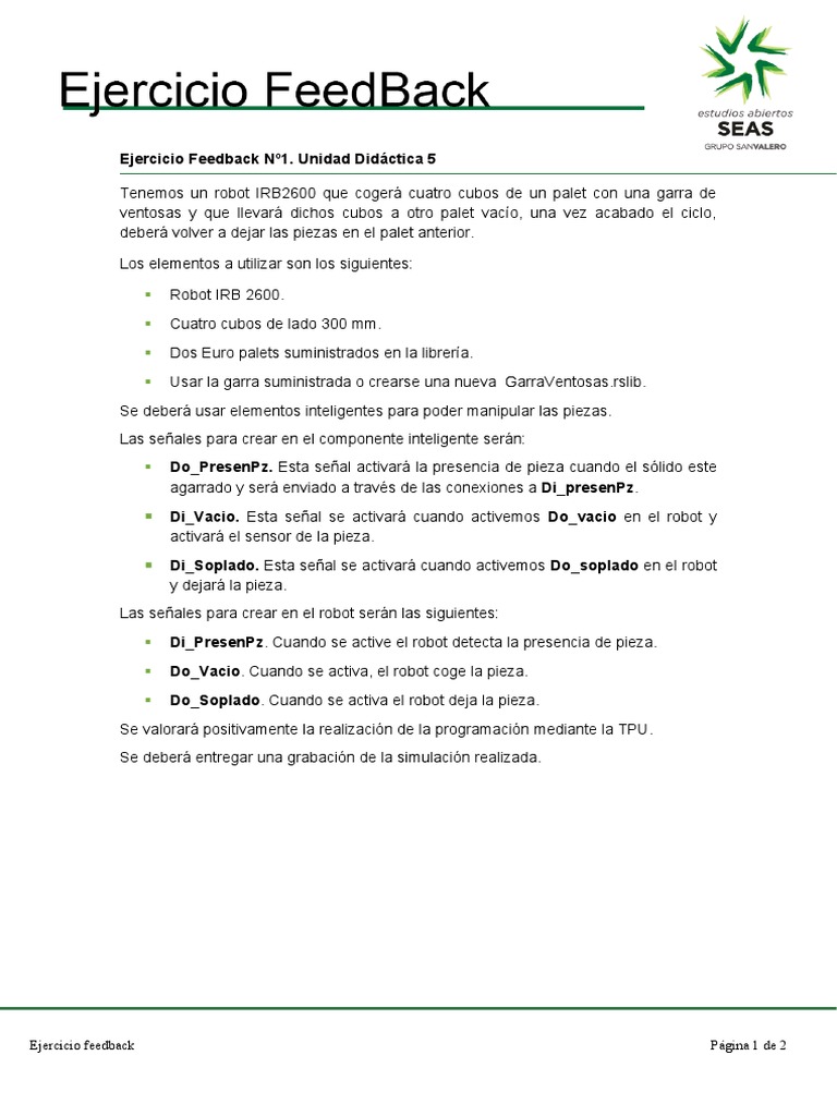 Ejercicio Feedback Página 1 de 2 | PDF